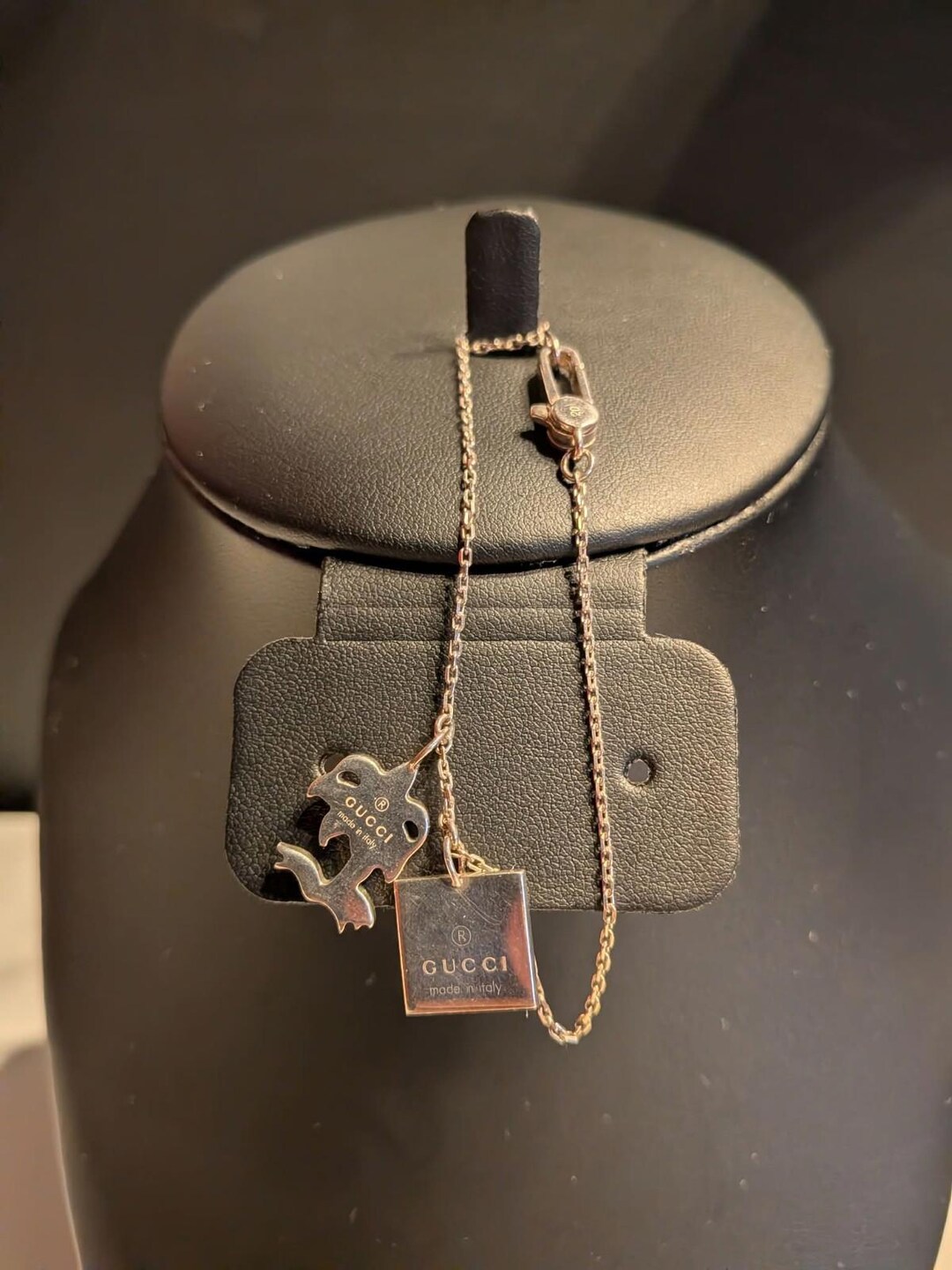 Authentic and Rare! GUCCI Palm Tree Square Logo Bracelet 925 Sterling ...