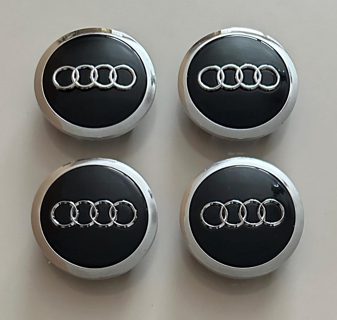 Set of 4 Black & Silver 69mm 2.72 Inch Audi Wheel Center Hub Caps ...