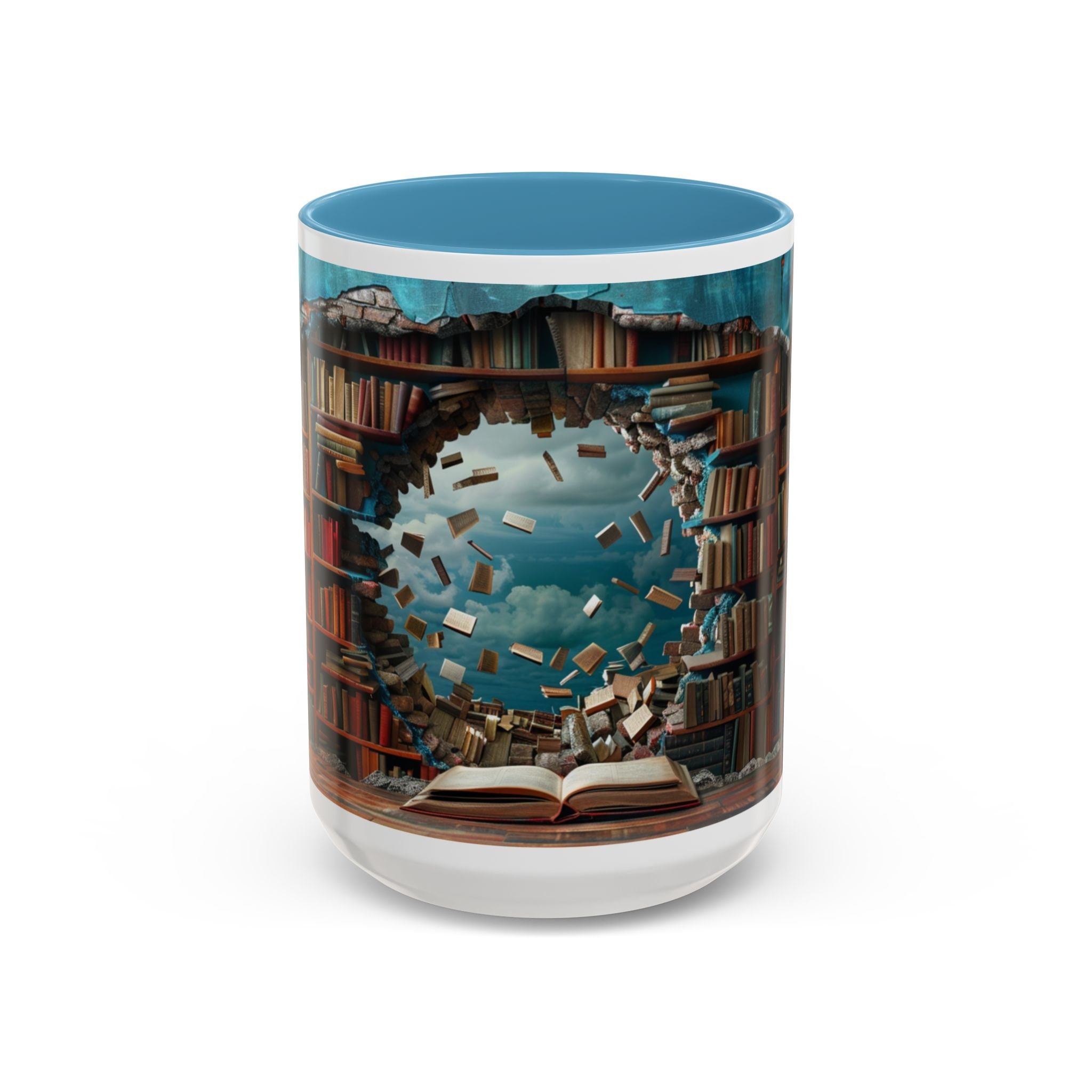3D Library Mug, 3D Book and Ocean Mug, Realistic 3D Bookshelf, Book ...