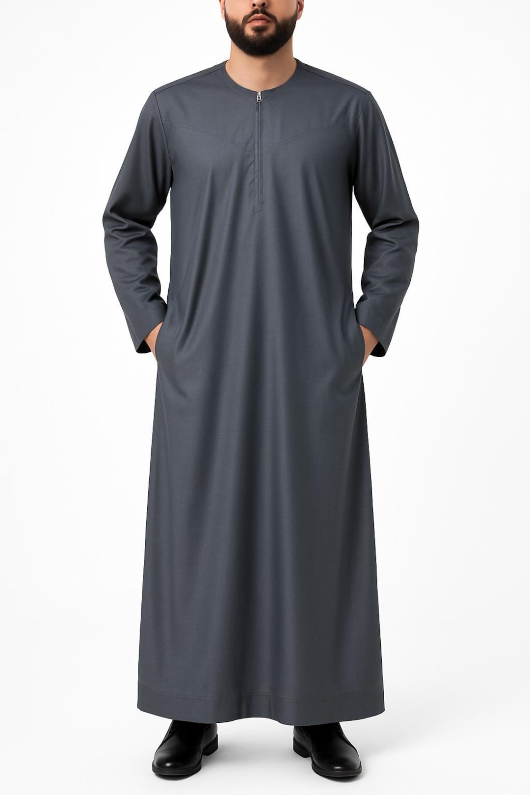 Blue Emirati Thobe for Men: Islamic Jubba With Zipper - Etsy