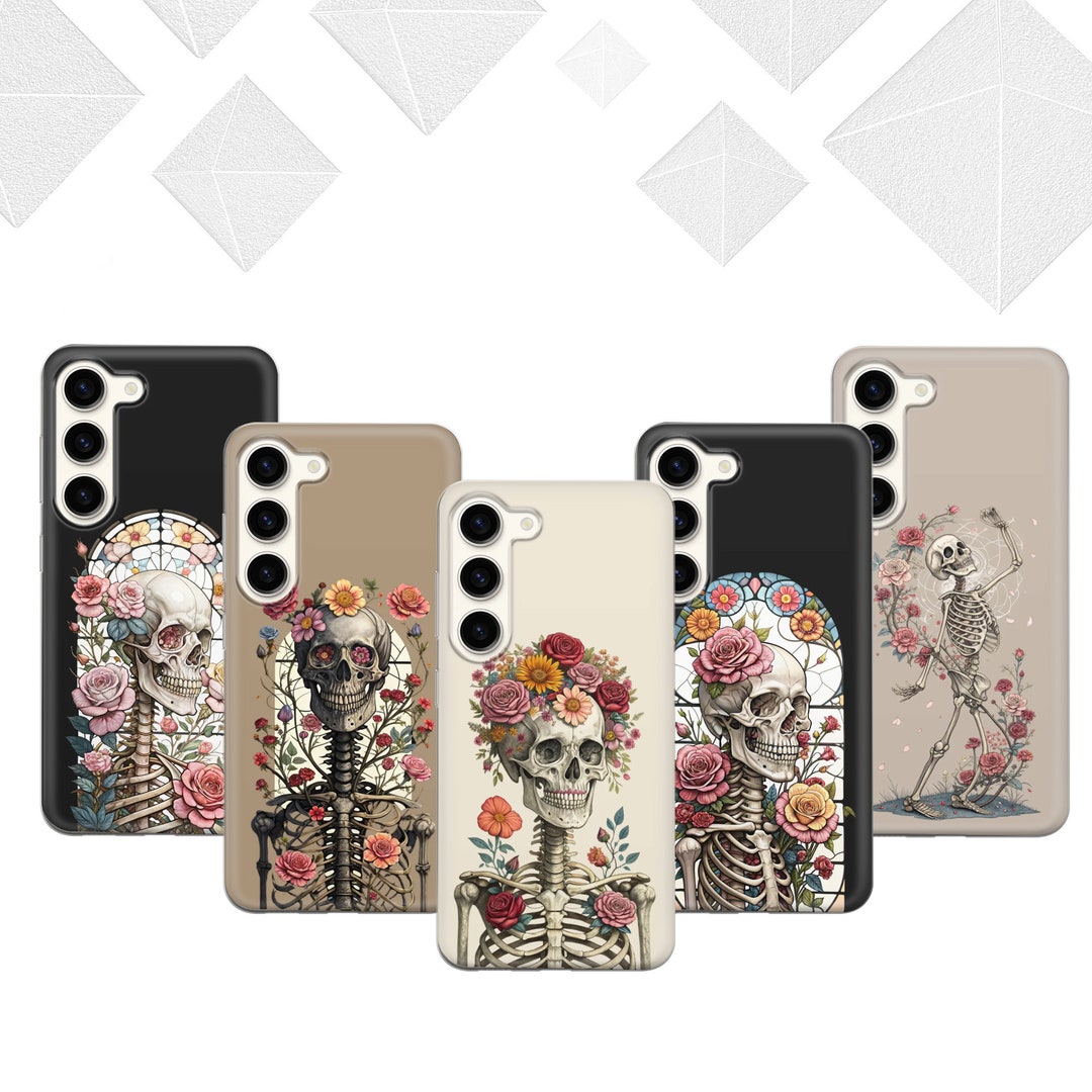 Skeletal Anatomy Bones Phone Case Floral Death Macabre Cover for ...
