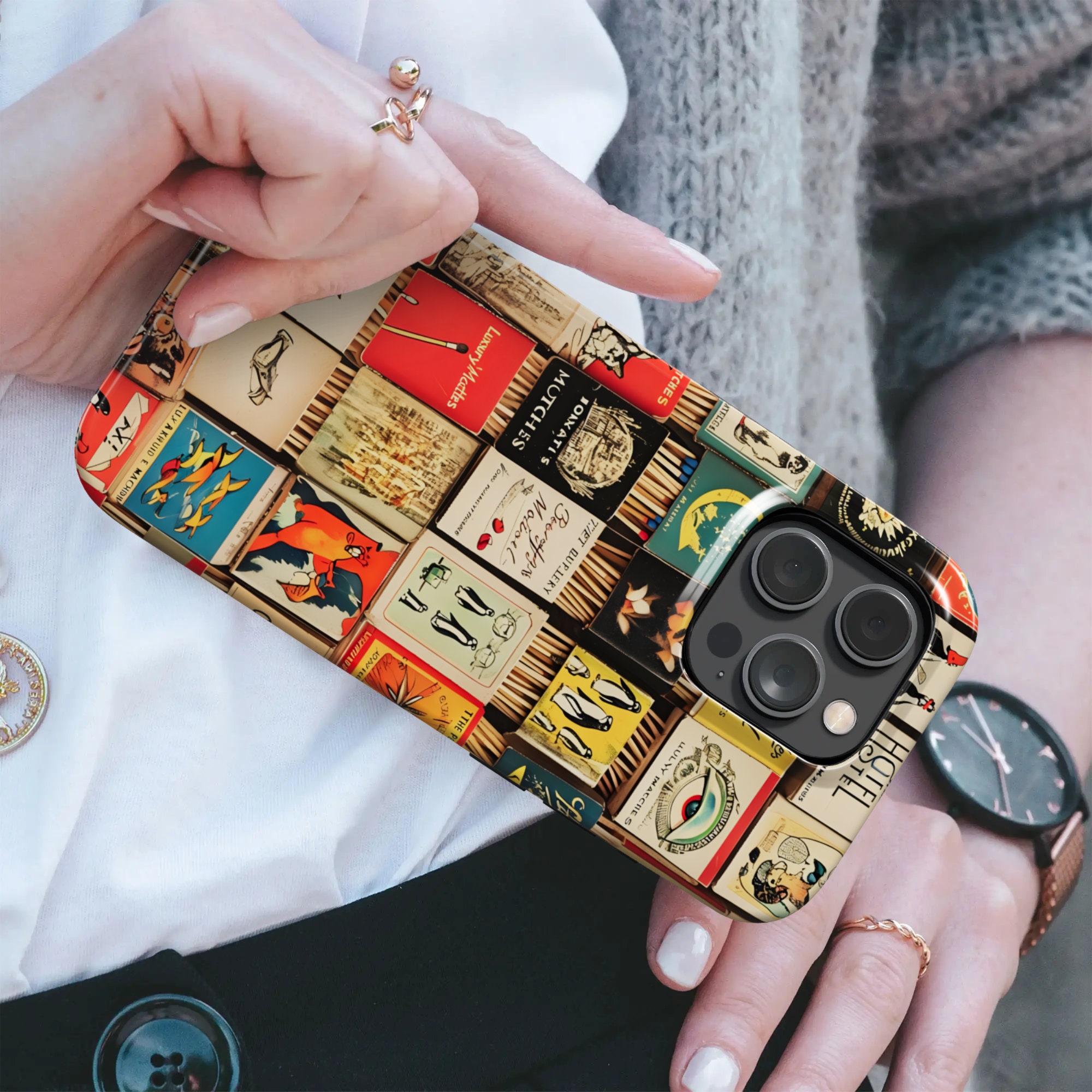 Vintage Matchbox Collage TOUGH Cover Matches Phone Case for iPhone 16 ...
