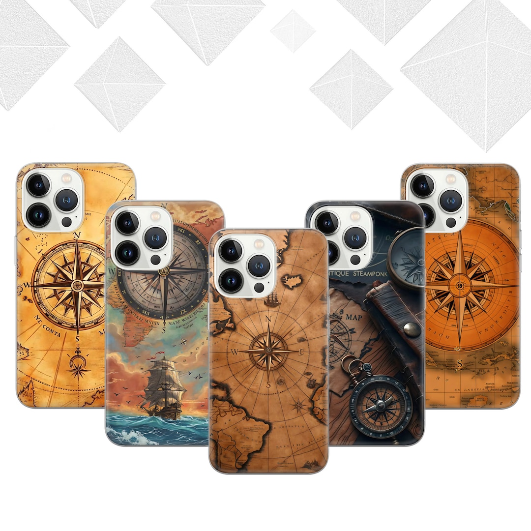 Atlas Phone Case, Geography Compass Design, Flexible TPU Gel - Etsy