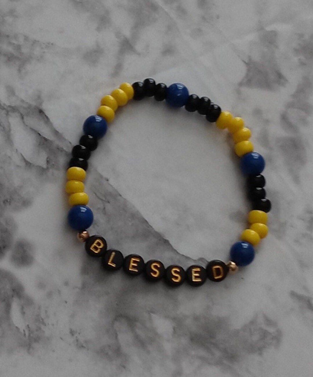 Barbados Flag Inspired Bracelet, Stretchy Caribbean Blessed Bracelet ...