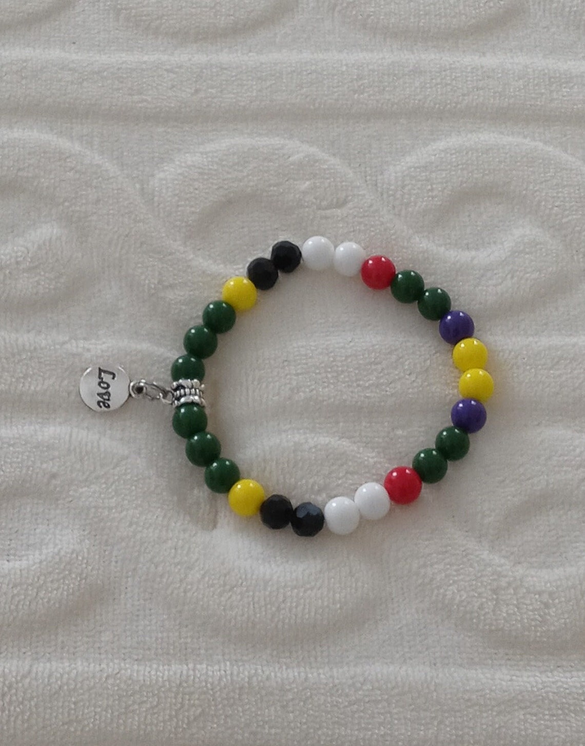 Dominica Flag Color Bracelet, Caribbean Stretchy Love Charm Swag ...