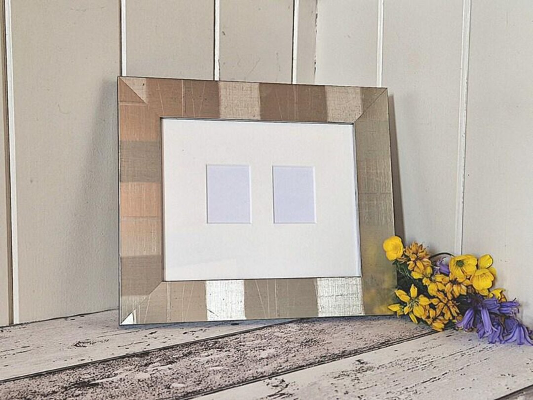Banded Silver Gilt Passport Photo Frame for 2 Images. Solid Wood, Multi ...