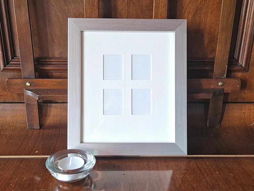 Silver Passport Photo Frame for 4 Images. Solid Wood Gilded Frame With ...