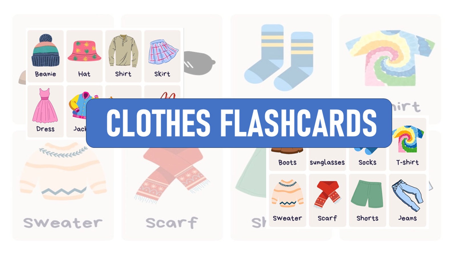 Clothes Flashcards, Printable Montessori Materials, Homeschool Toddler ...