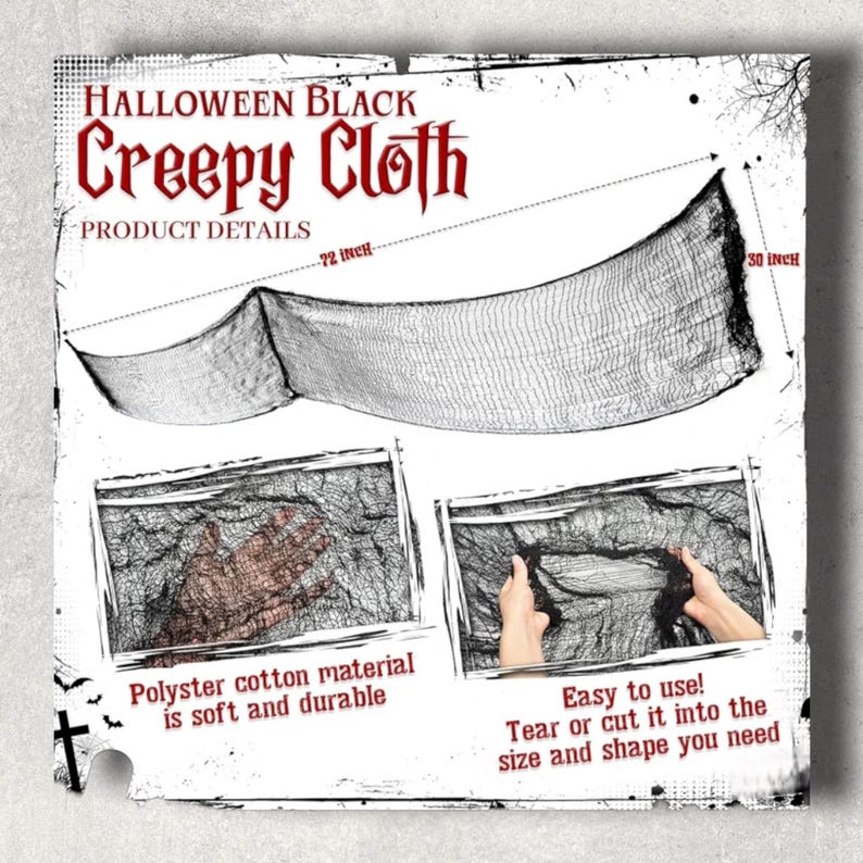 Creepy Halloween Cloth and Realistic Black Crows Set 72x30 Inch Spooky ...