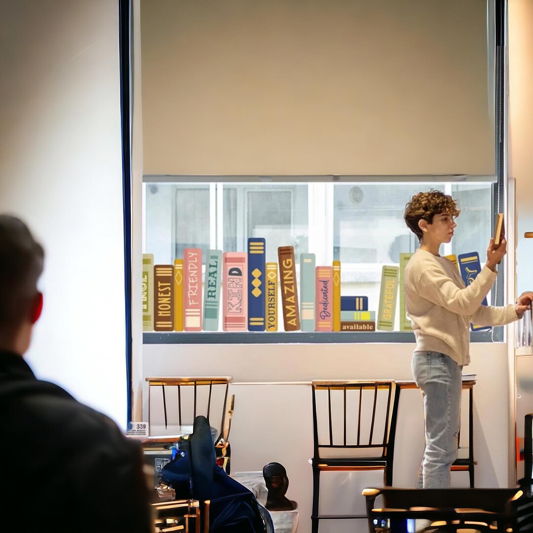 Boho Book Window Clings Double-sided Back to School Glass Decals for ...