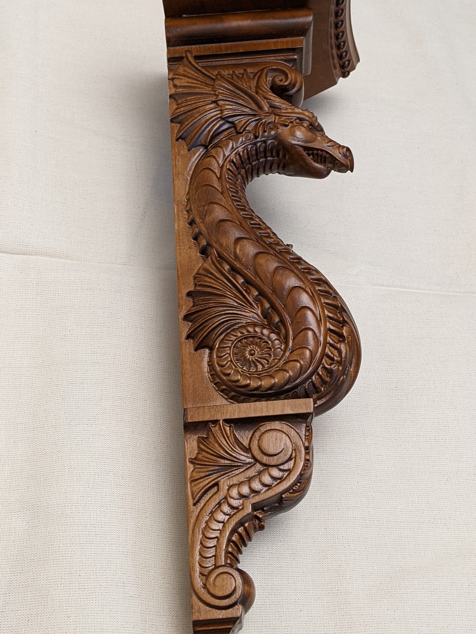 Wall Corbel With Dragon, Wooden Shelf Bracket Carved Wooden Wall Corbel ...