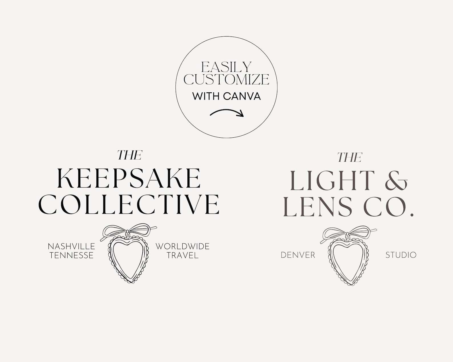 Locket Heart Logo Photographer Videographer Custom Canva Template - Etsy