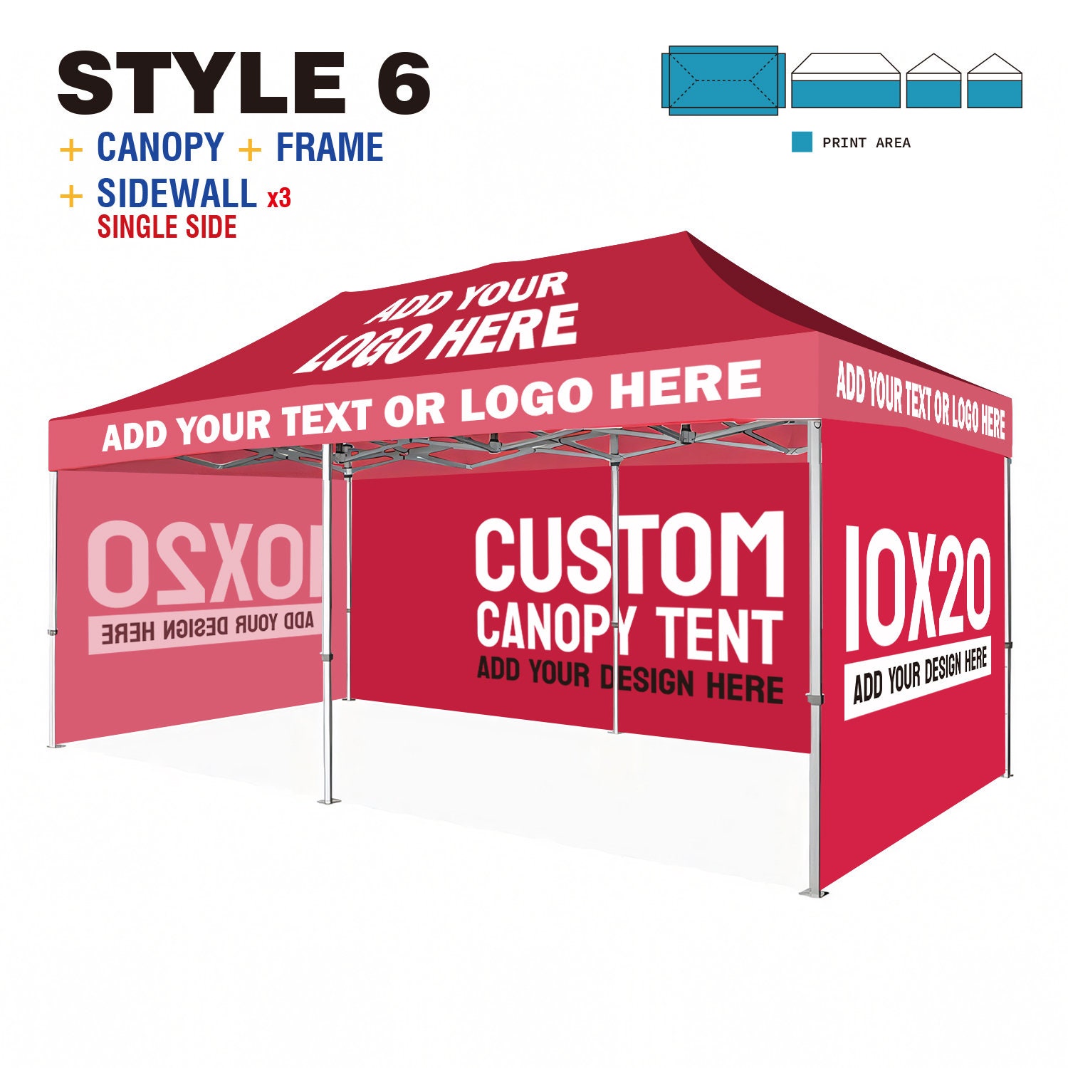 Heavy Duty Custom Tent 10x20 Ft, Personalized Instant Shelter for ...