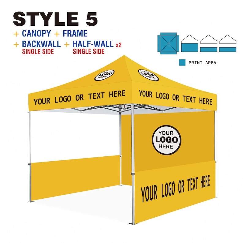 Custom Canopy 10x10 Pop up Tent With Logo, Portable Instant Shade for ...