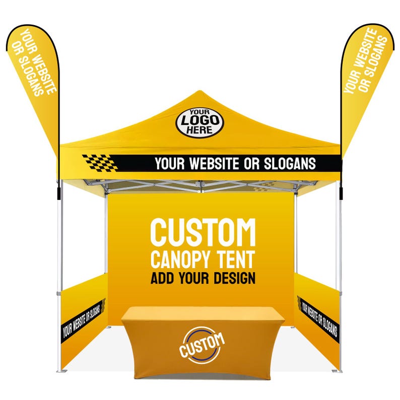 Custom Canopy 10x10 Pop up Tent With Logo, Portable Instant Shade for Business, Outdoor Events ...
