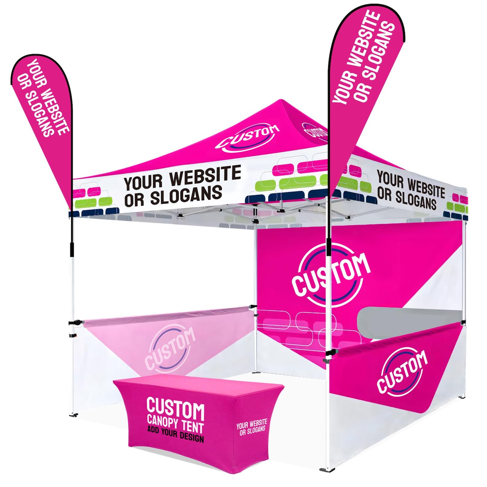 Custom Canopy 10x10 Pop up Tent With Logo, Portable Instant Shade for ...