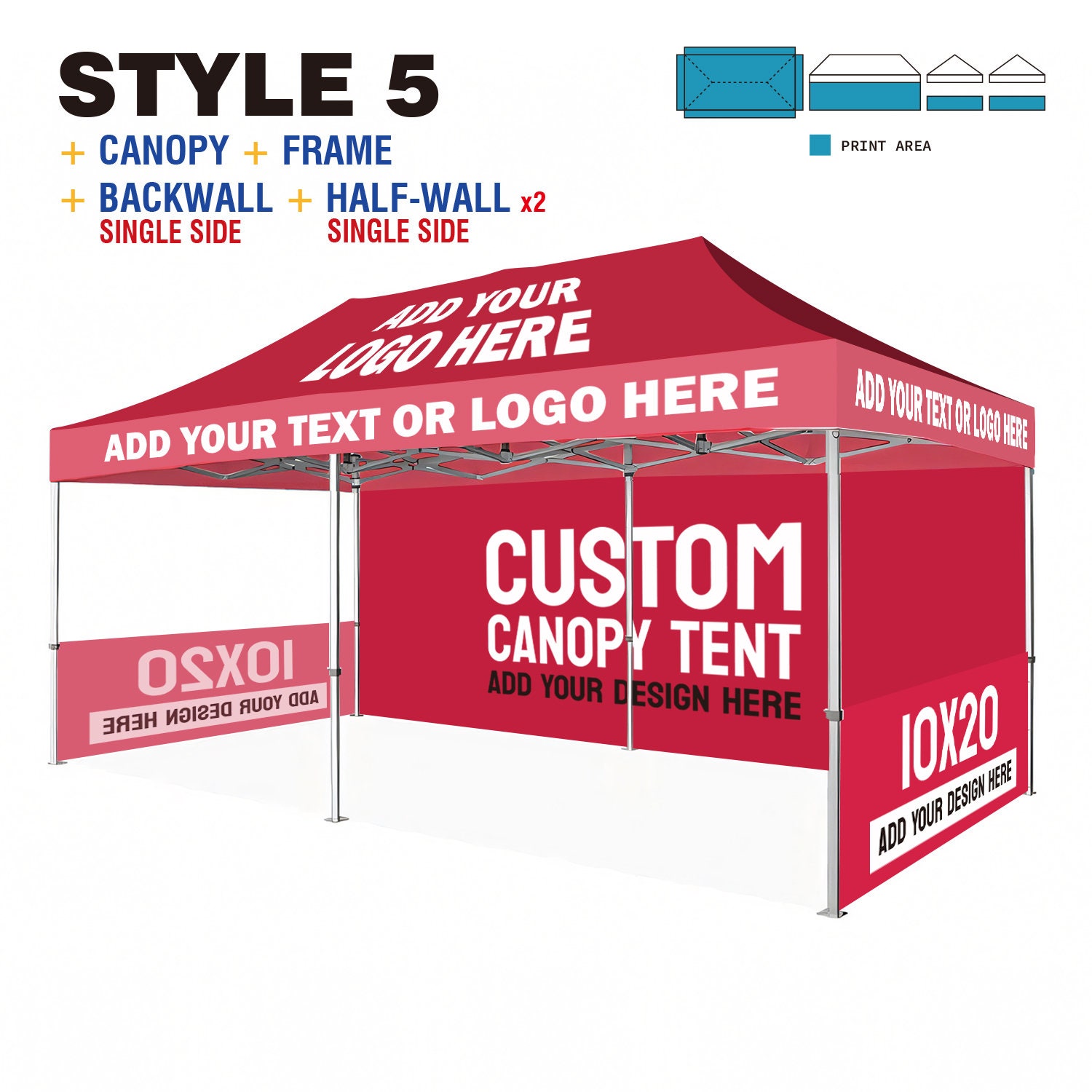 Heavy Duty Custom Tent 10x20 Ft, Personalized Instant Shelter for ...