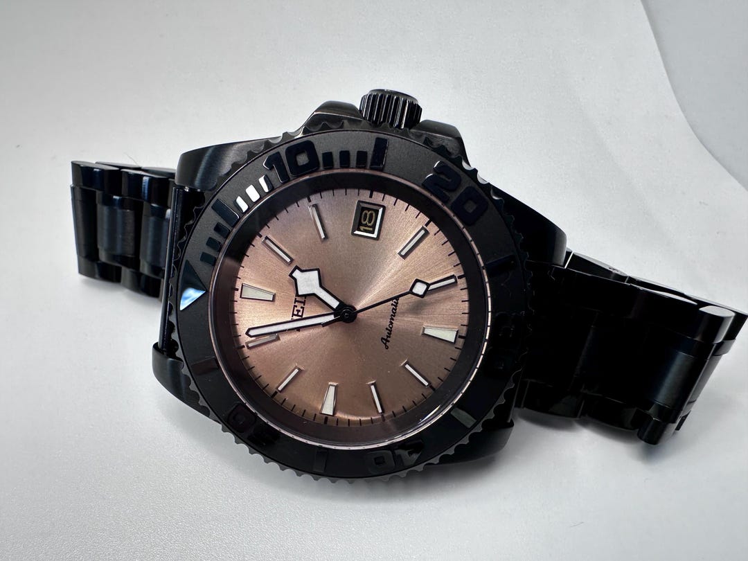 New Austin Watch Co Custom Black Salmon Watch NH35 Submariner Snowflake ...