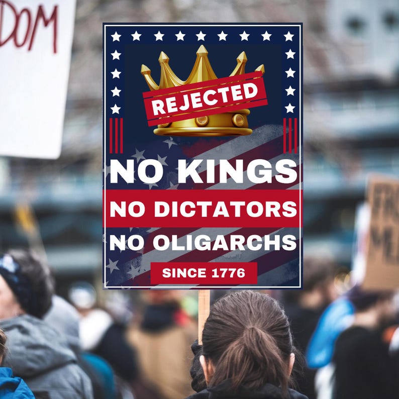No Kings No Dictators Protest Sign: Anti-trump Resistance, Political ...