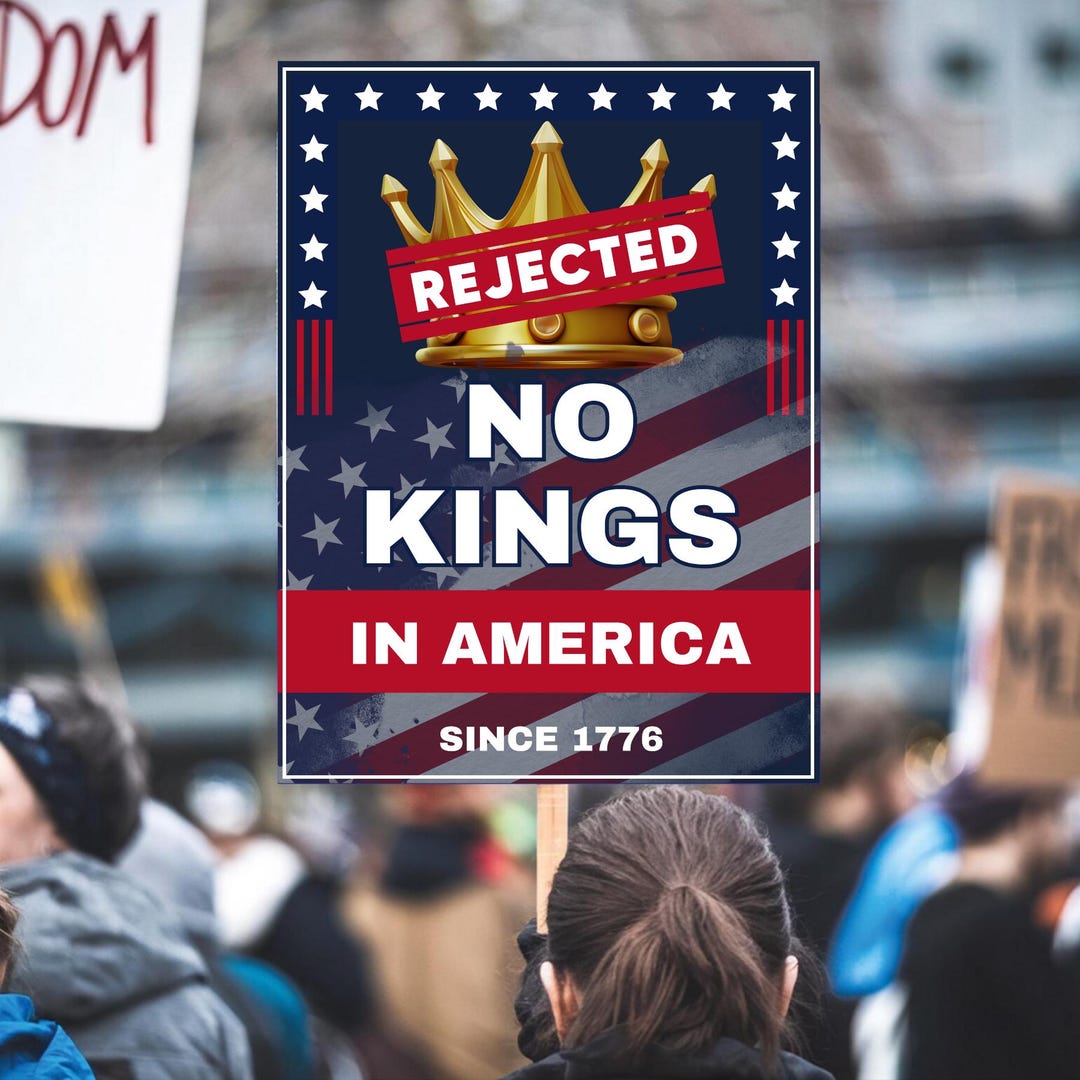 No Kings in America Protest Sign, Anti-trump Resistance Protest Sign ...