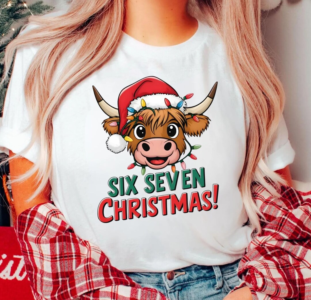 Funny Genz Cow Christmas T-shirt, Viral 6 7 Meme - Etsy