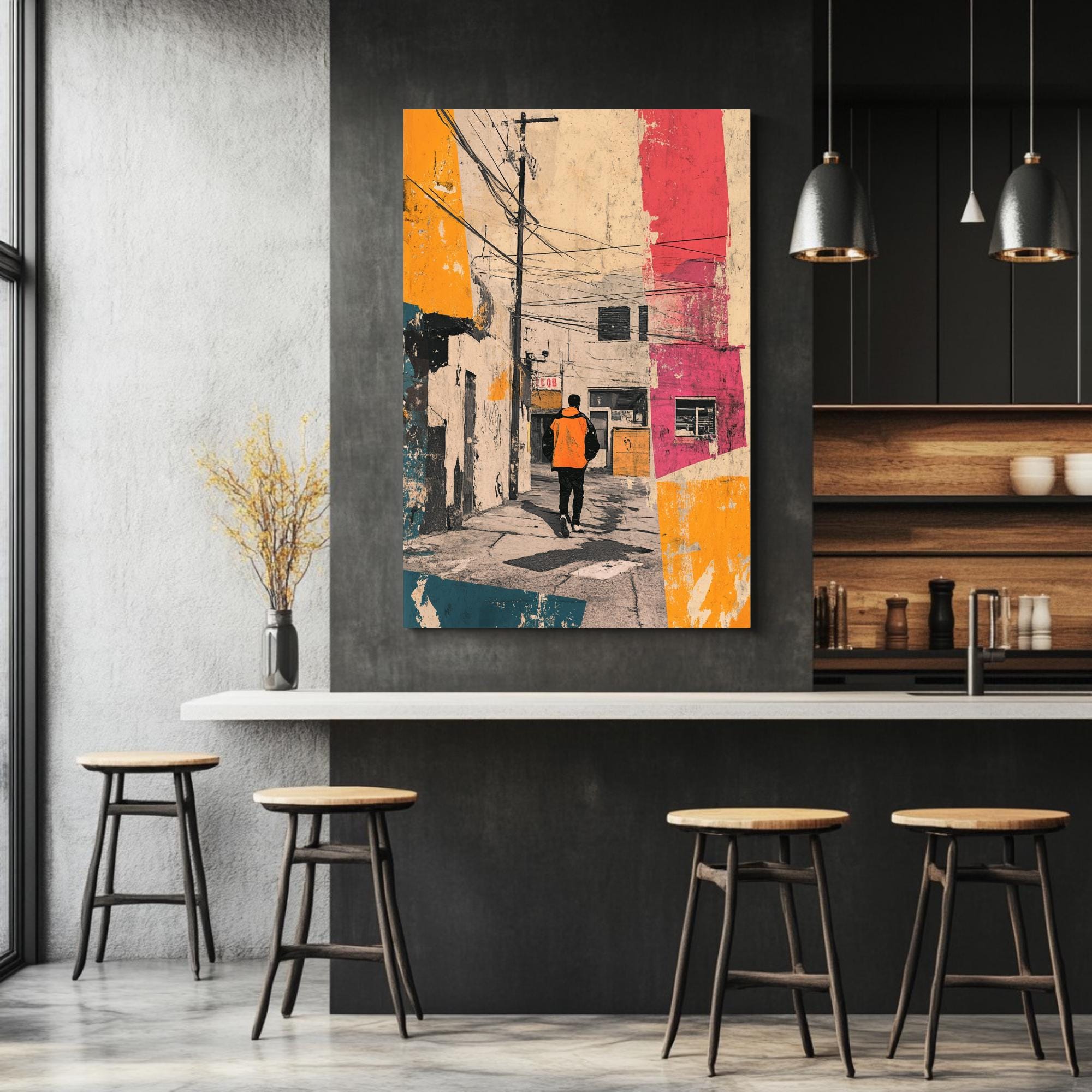 Worn Paths Urban Street Art Colorful Cityscape Wall Decor by ...