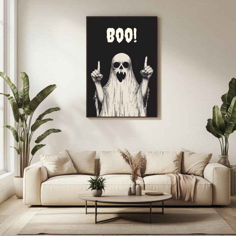 Minimalist 'boo!' Ghost Poster | Halloween Decor by HELLOPRINTS ...