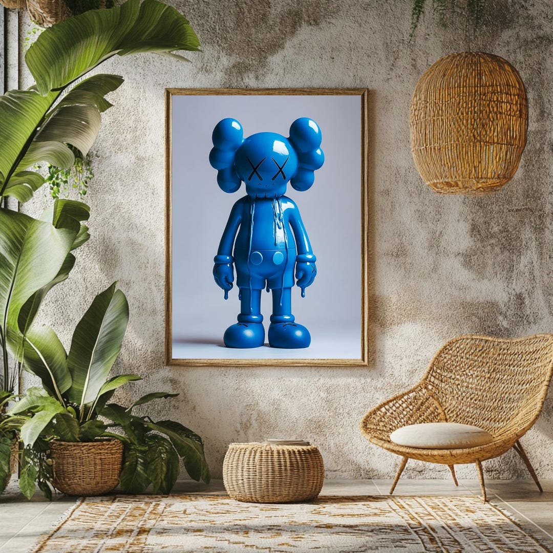Blue Dripping KAWS Art Print | Modern Pop Art Poster | Unique Wall ...