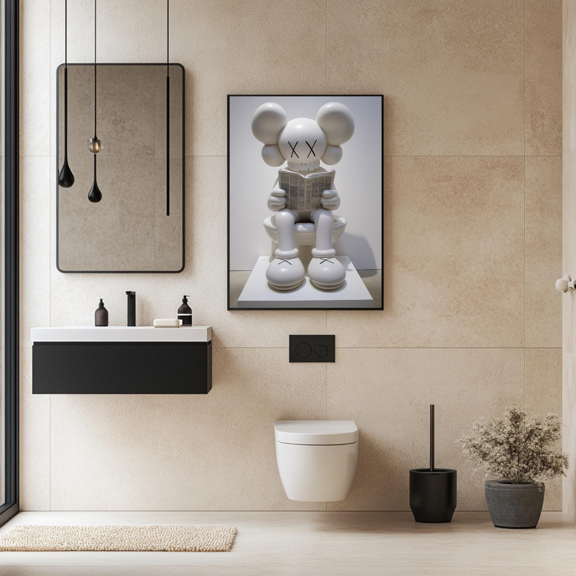 Kaws Figure on Toilet White Edition by HELLOPRINTS | Digital Wall Print ...