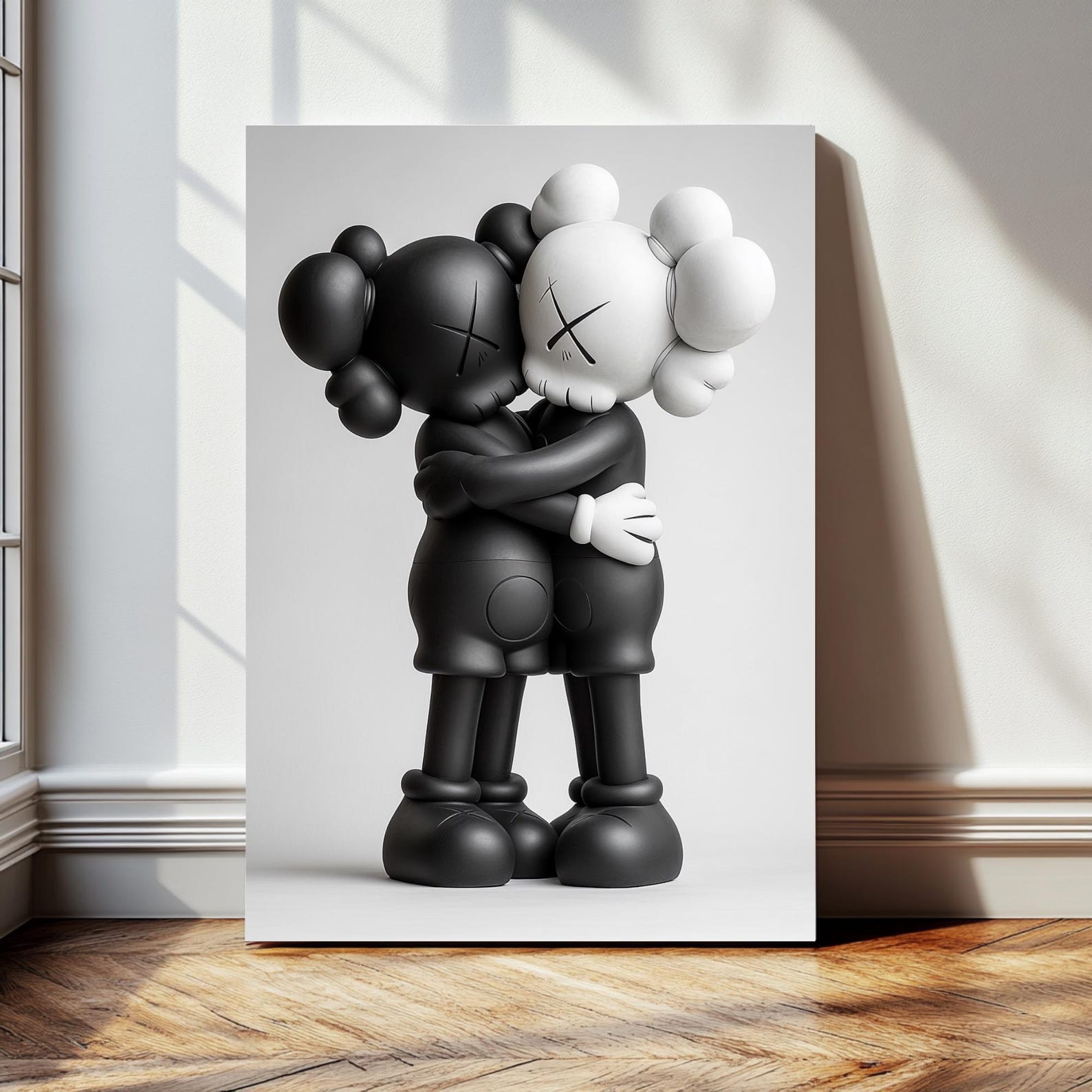 Kaws Figures Hugging Black and White by HELLOPRINTS | Digital Wall ...