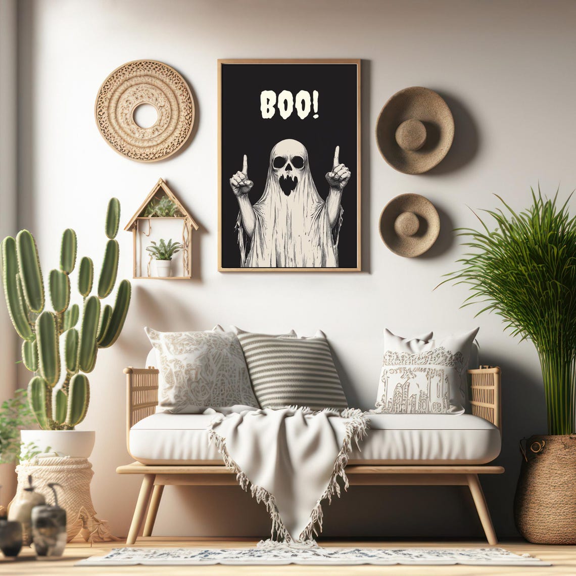 Minimalist 'boo!' Ghost Poster | Halloween Decor by HELLOPRINTS ...