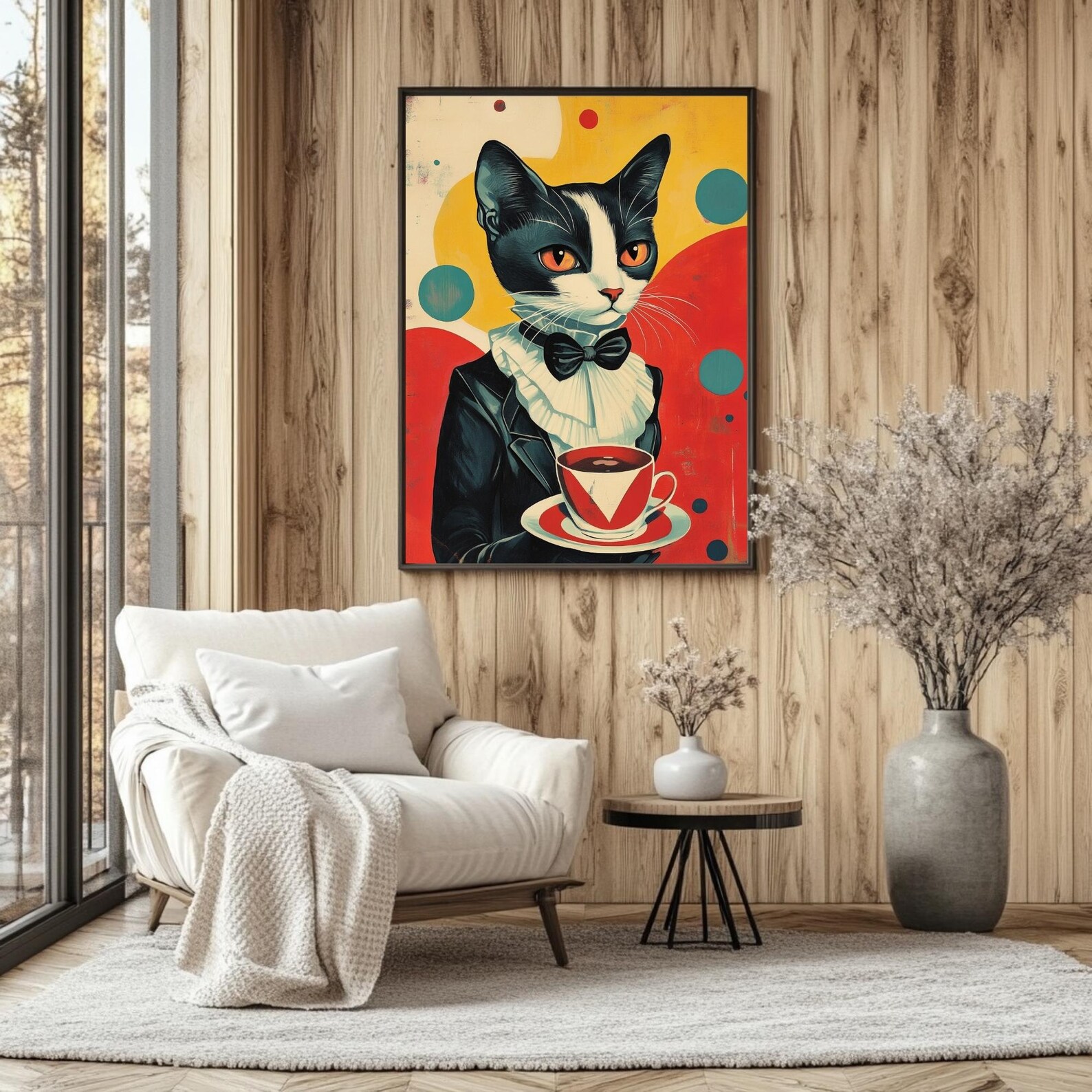 Dadaism Cat Butler Retro Art by HELLOPRINTS | Digital Wall Print | Home ...