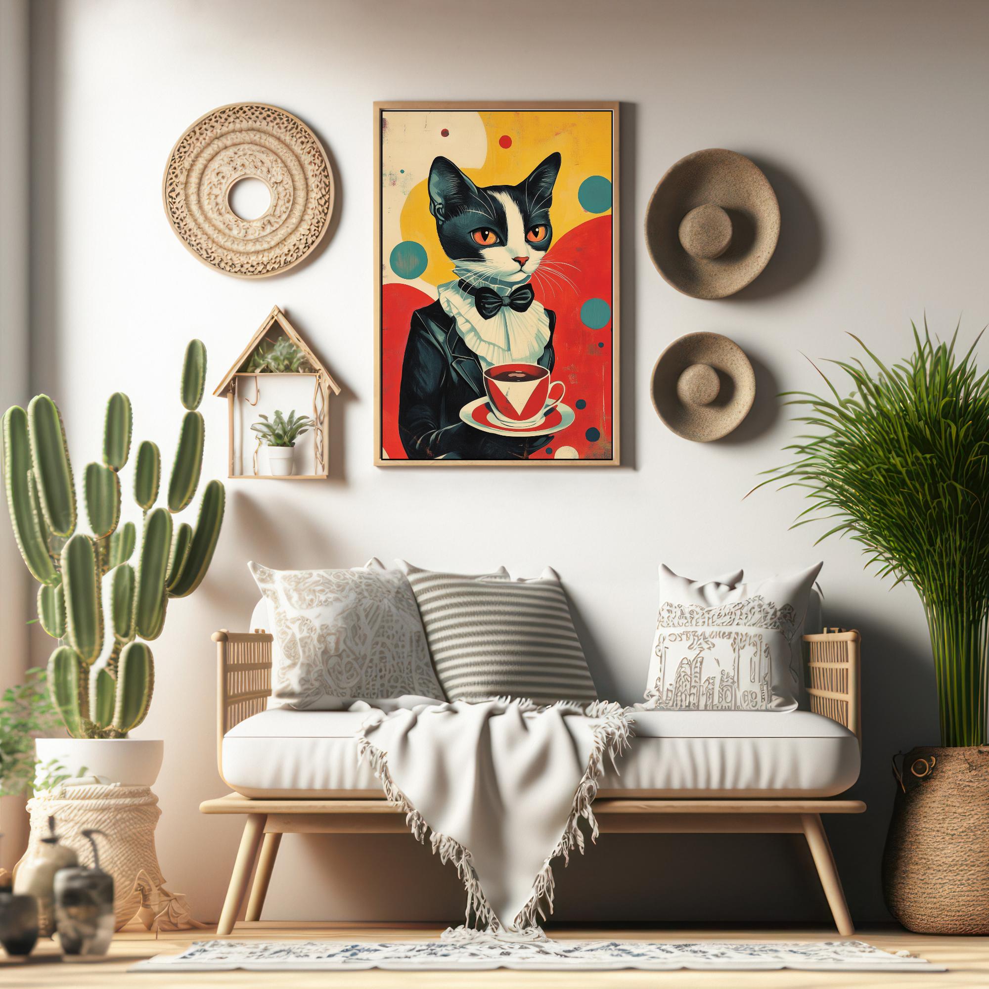 Dadaism Cat Butler Retro Art by HELLOPRINTS | Digital Wall Print | Home ...
