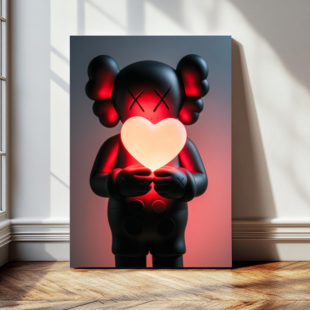 KAWS Heart Glow Digital Print | Modern Pop Art Poster | Unique Home ...