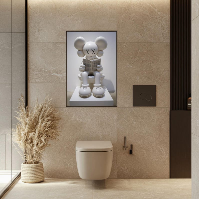 Kaws Figure on Toilet White Edition by HELLOPRINTS | Digital Wall Print ...