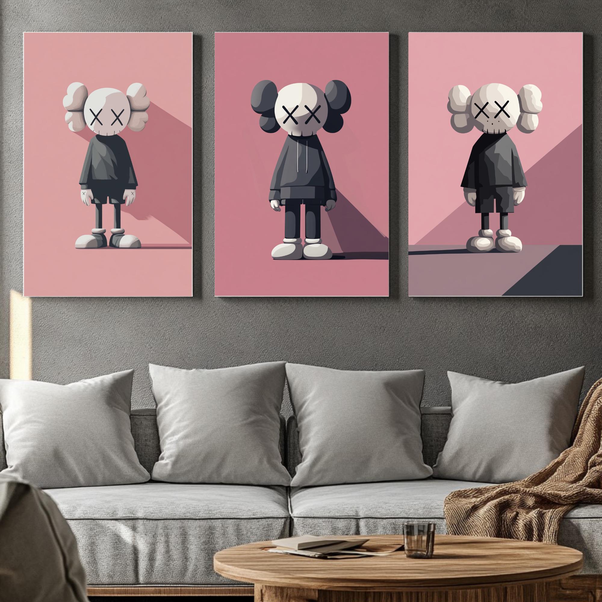 KAWS Poster Set of 3 Minimalist Pastel by HELLOPRINTS | Digital Wall ...