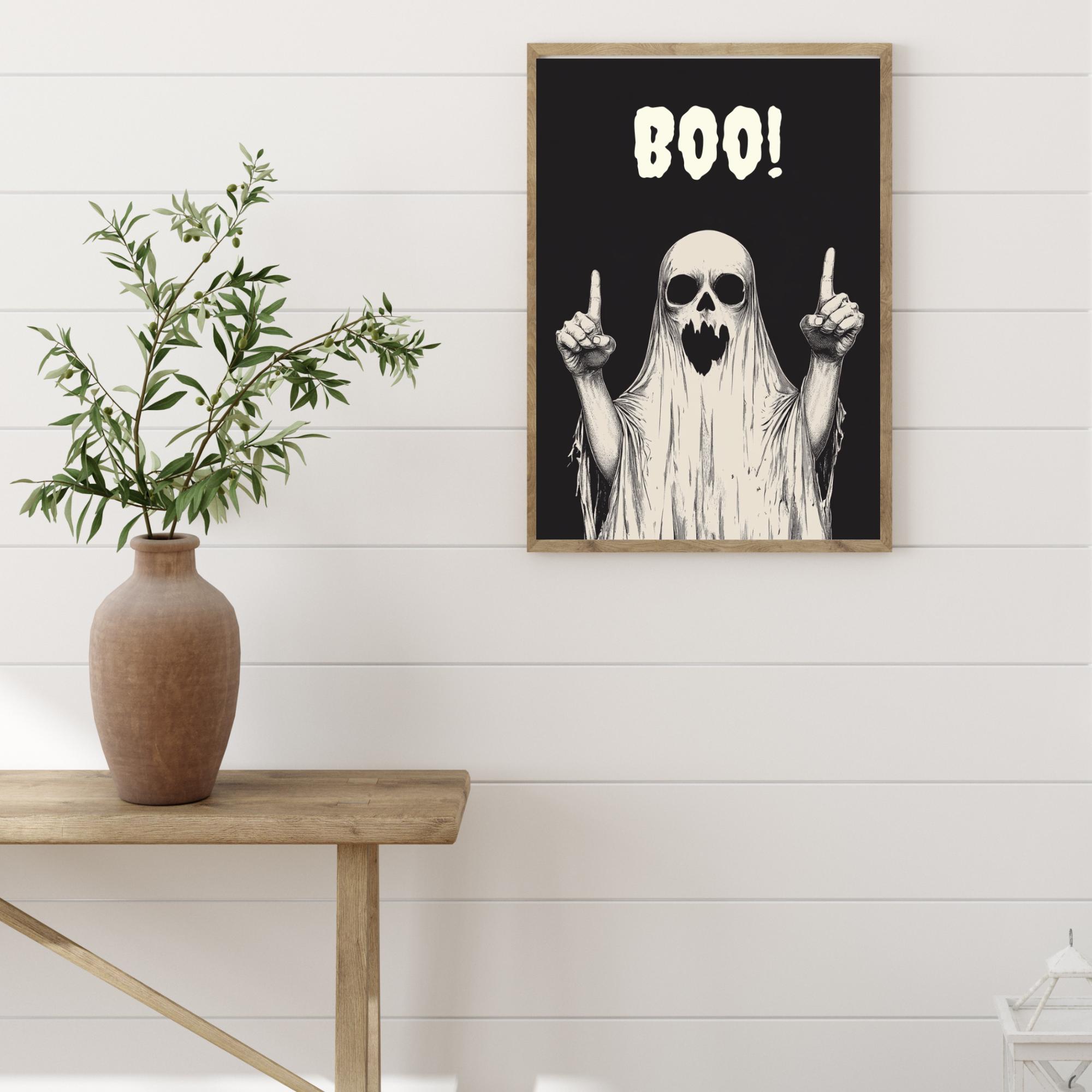 Minimalist 'boo!' Ghost Poster | Halloween Decor by HELLOPRINTS ...