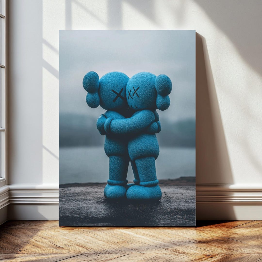 Blue Kaws Figures Hugging in Love by HELLOPRINTS | Digital Wall Print ...