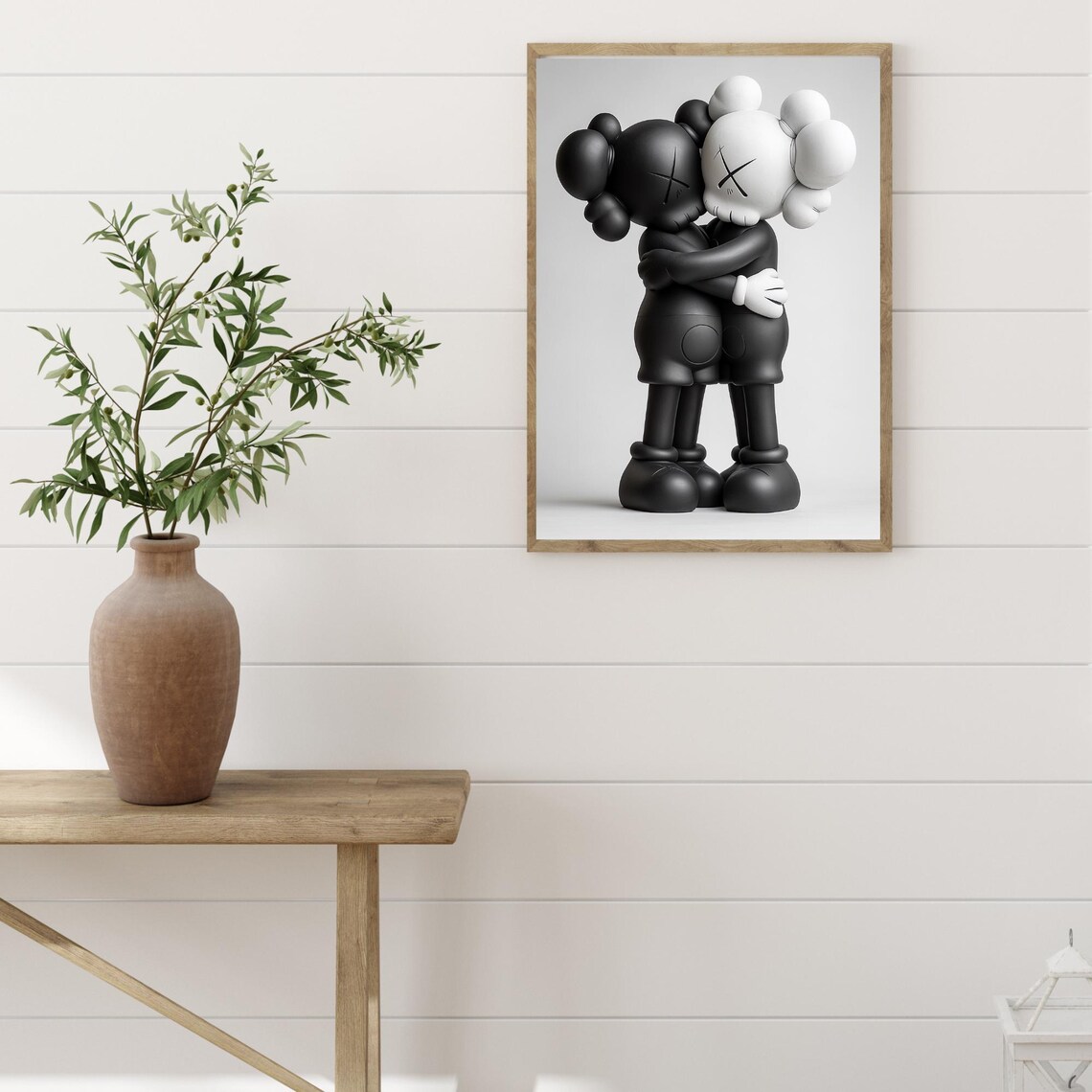 Kaws Figures Hugging Black and White by HELLOPRINTS | Digital Wall ...