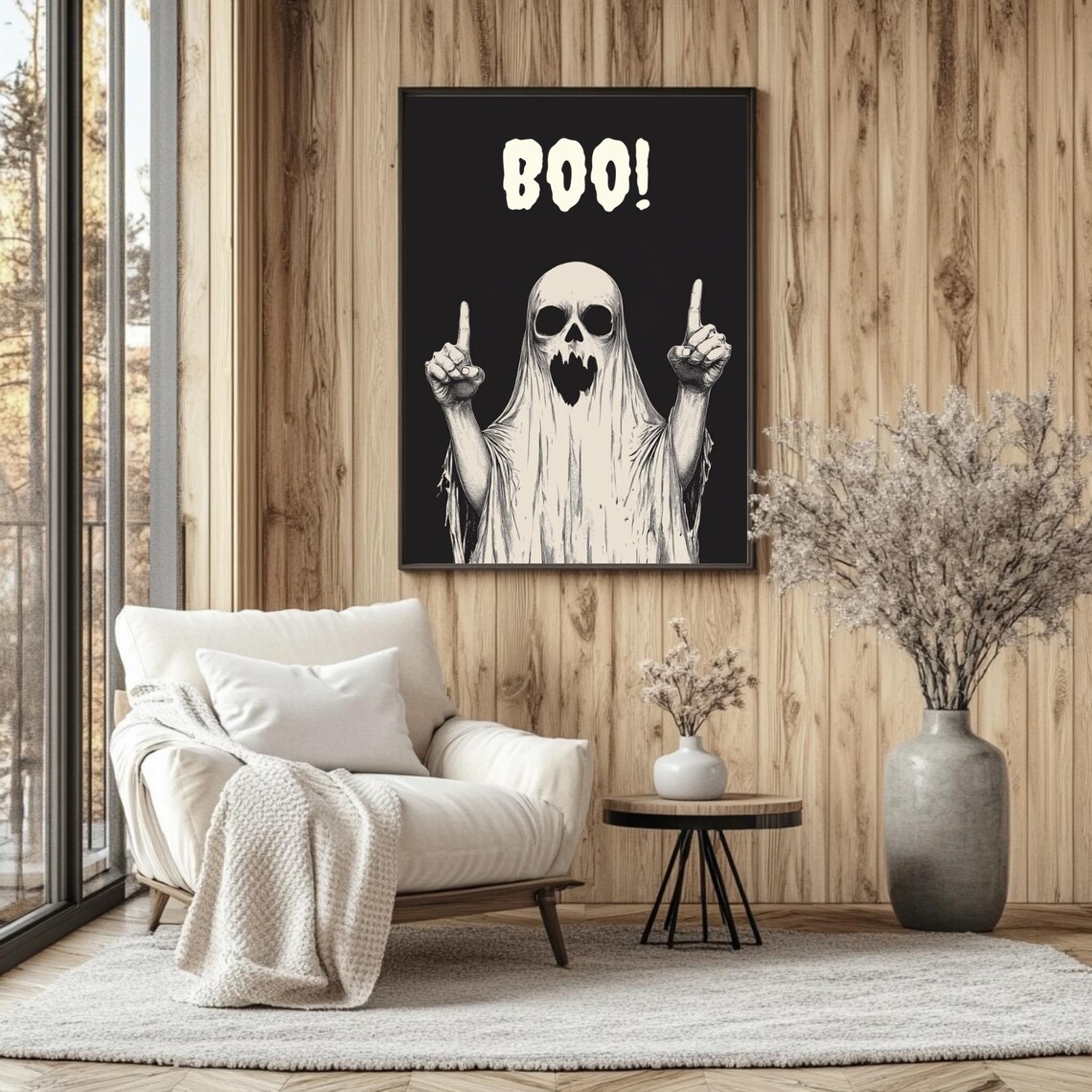 Minimalist 'boo!' Ghost Poster | Halloween Decor by HELLOPRINTS ...