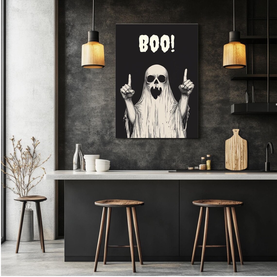 Minimalist 'boo!' Ghost Poster | Halloween Decor by HELLOPRINTS ...