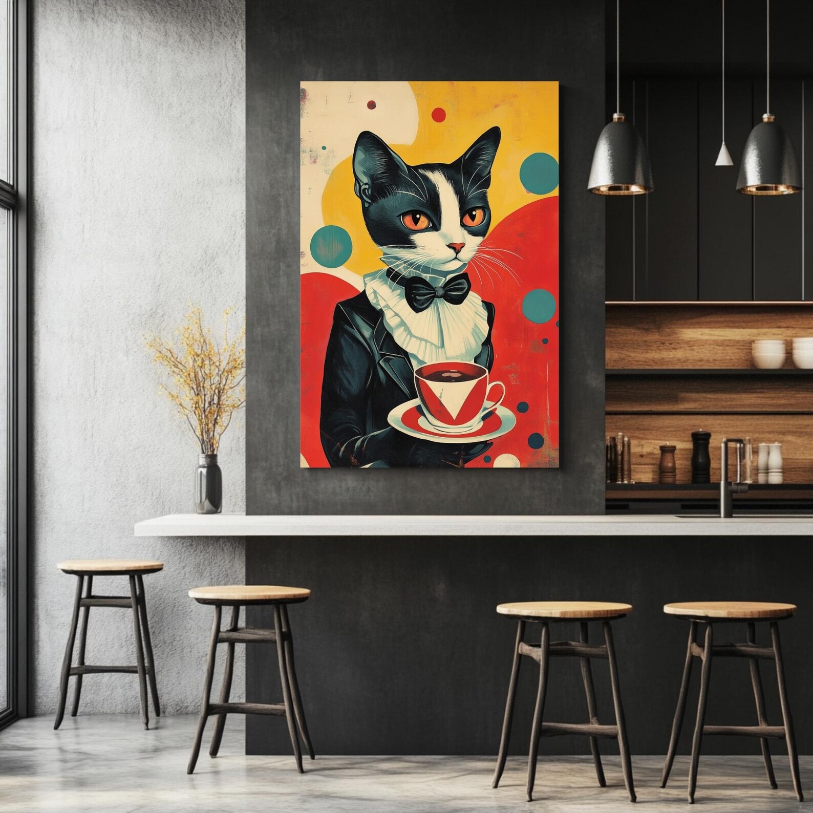 Dadaism Cat Butler Retro Art by HELLOPRINTS | Digital Wall Print | Home ...