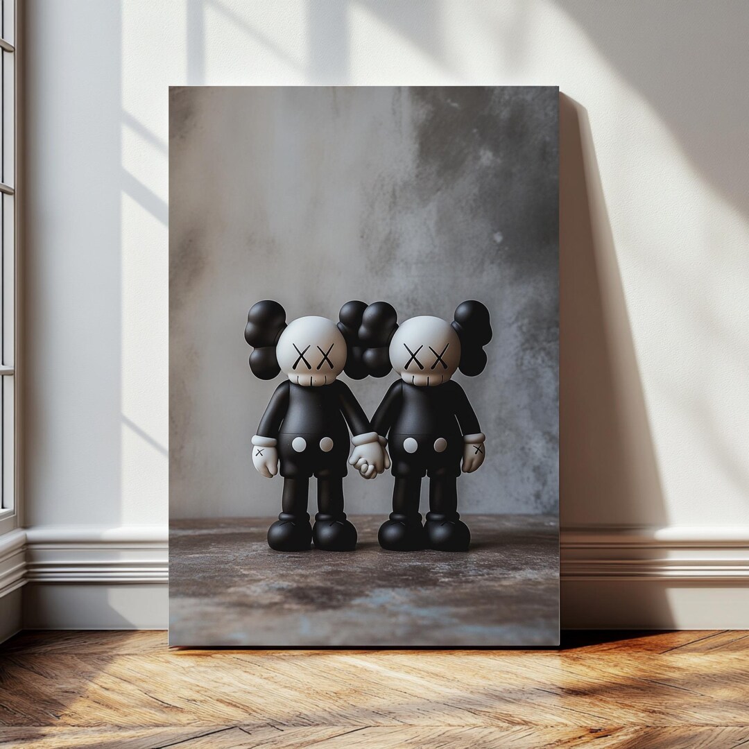 Kaws Figures Holding Hands in Love by HELLOPRINTS | Digital Wall Print ...