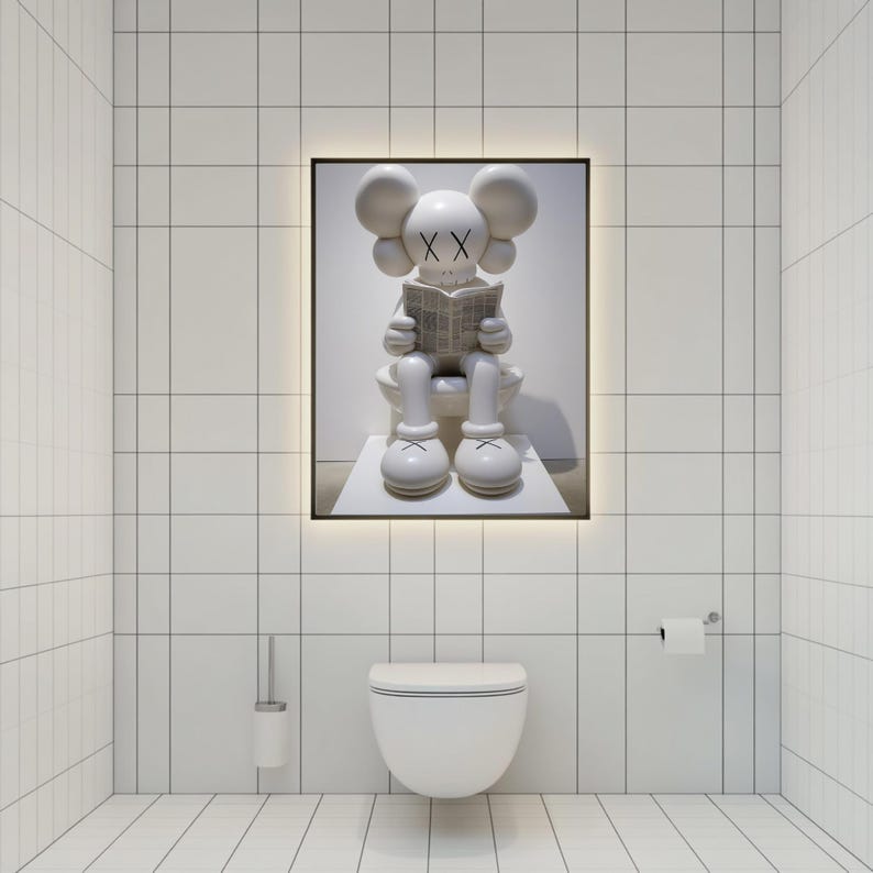 Kaws Figure on Toilet White Edition by HELLOPRINTS | Digital Wall Print ...