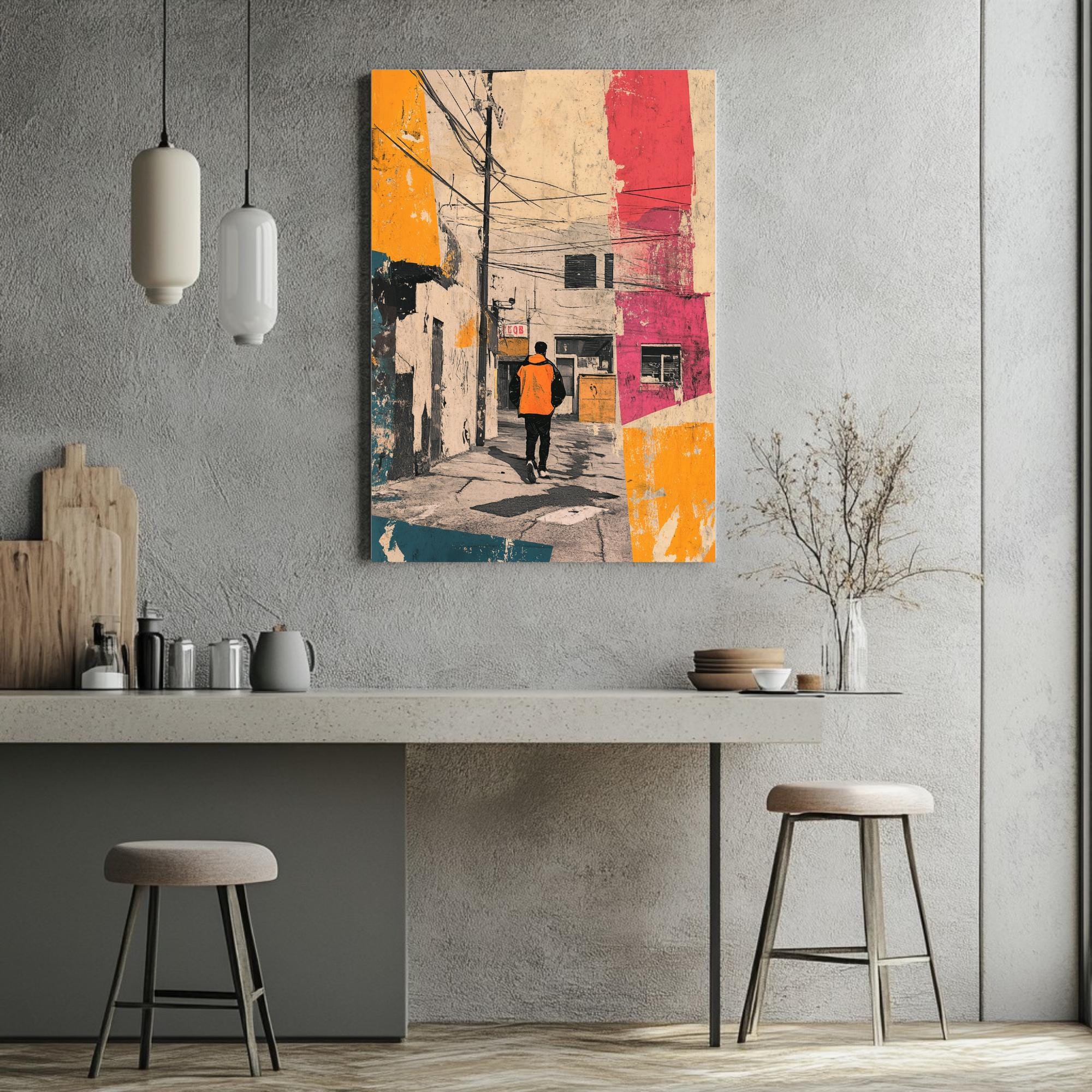 Worn Paths Urban Street Art Colorful Cityscape Wall Decor by ...
