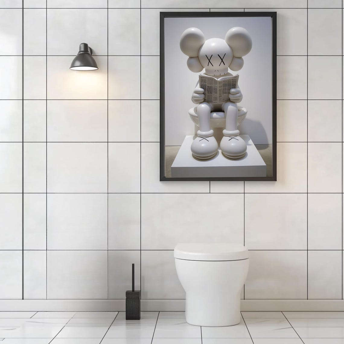Kaws Figure on Toilet White Edition by HELLOPRINTS | Digital Wall Print ...