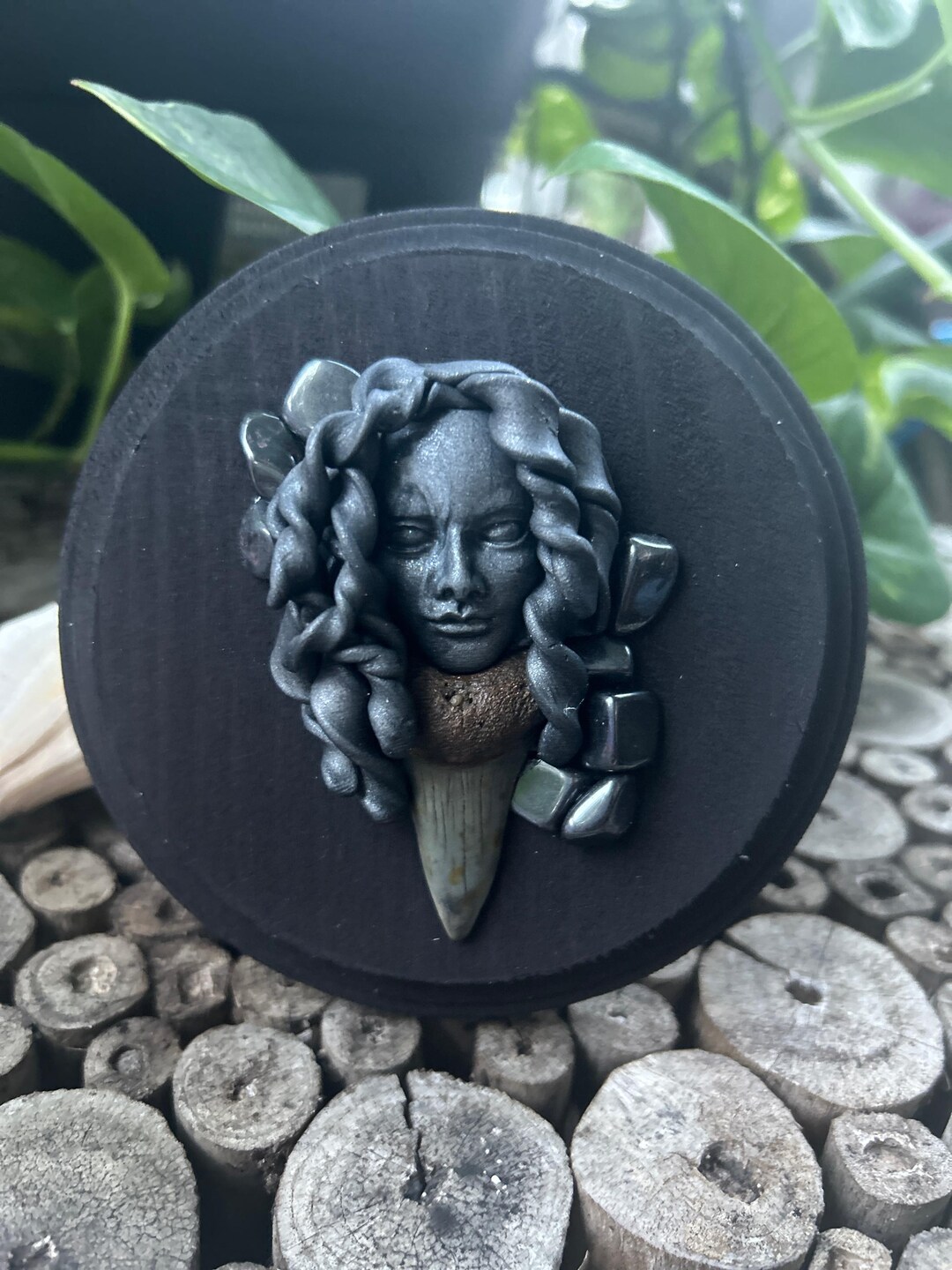 Hematite and Mako Shark Tooth Goddess Wall Plaque - Etsy