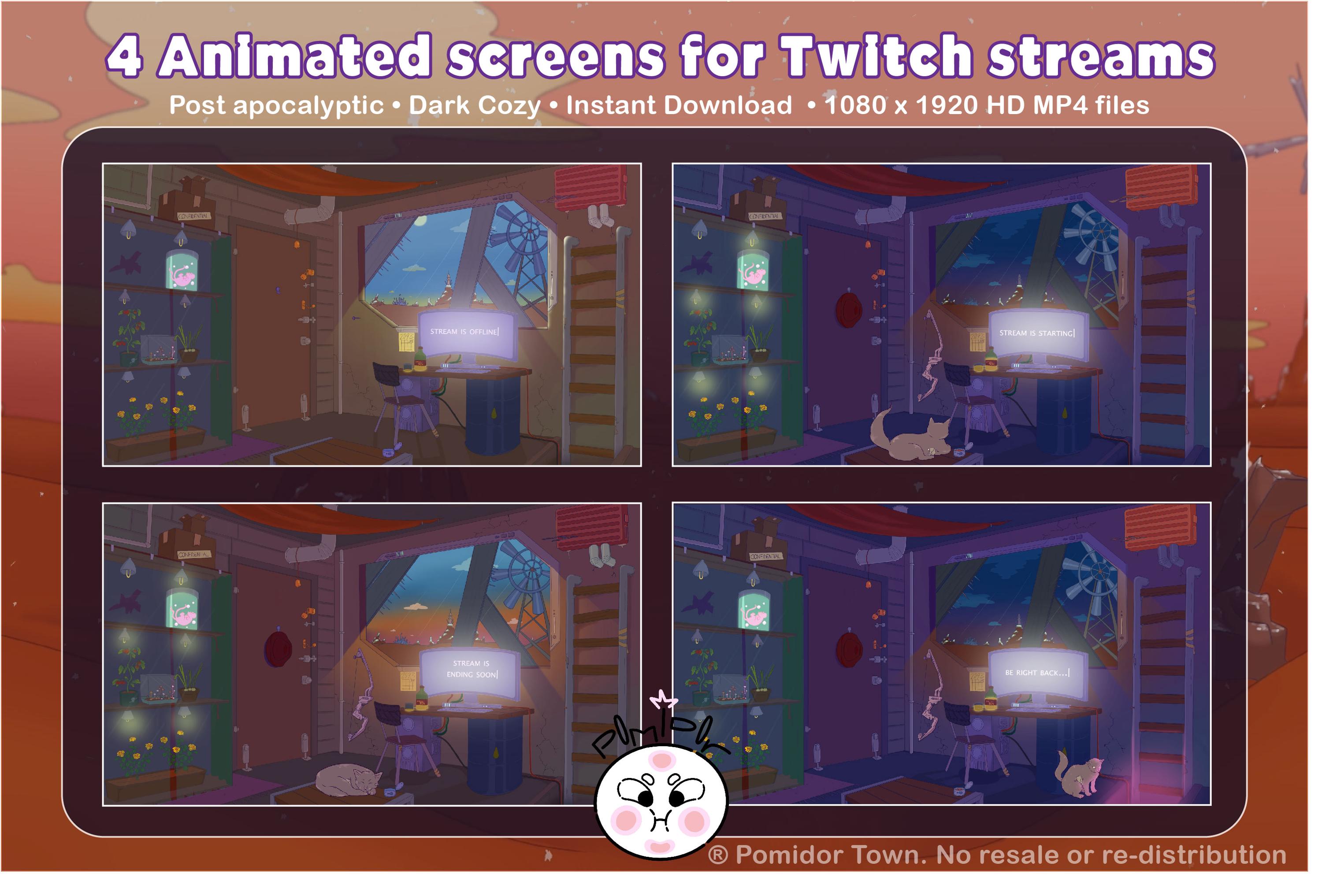 Post-apocalyptic Twitch Animated Screens | 4 Animated Streaming Screens ...