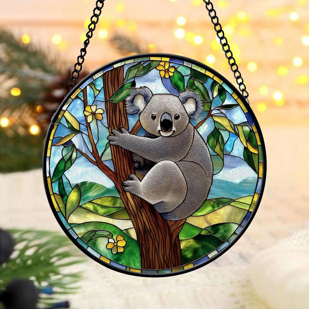 Koala Suncatcher, Stained Glass Koala Window Decor, Animal Lover Gift ...
