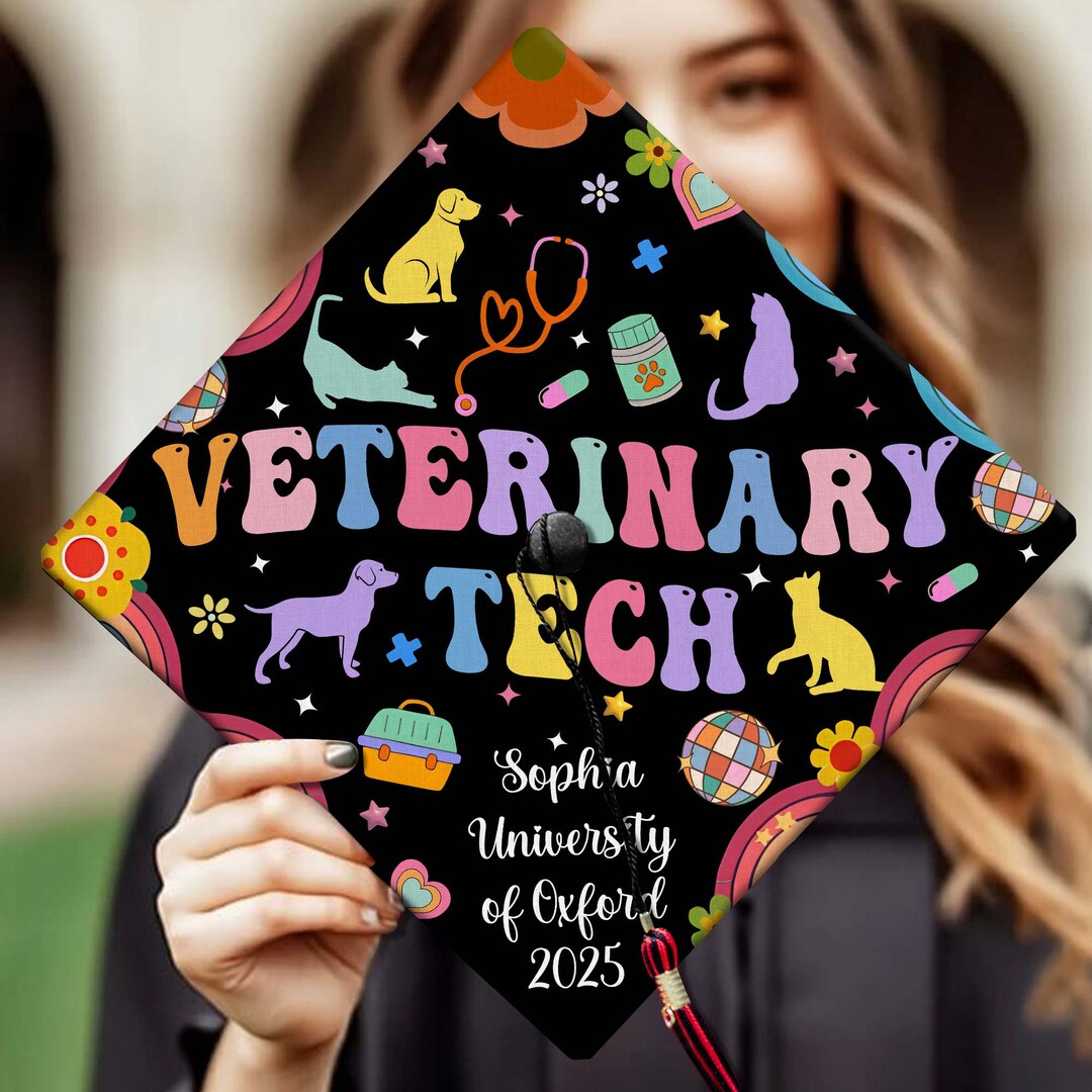 Personalized Vet Assistant Graduation Cap Topper, Veterinary Tech Grad ...